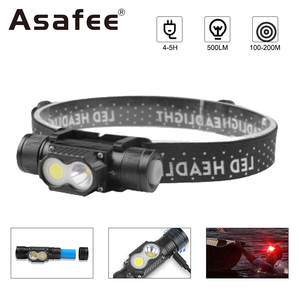 Asafee SY5840 42 43 ไฟหน้า LED 500LM L2 XPE XTE COB T6 หรี่แสงได้ ชาร์จ ...