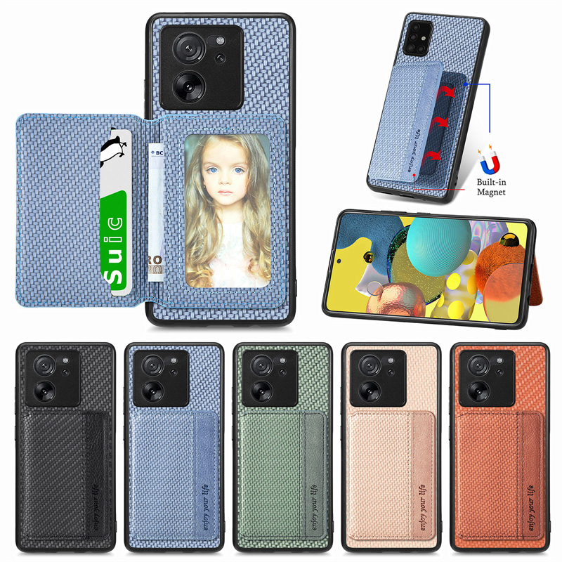 เคสโทรศัพท์มือถือคาร์บอนไฟเบอร์ แบบแม่เหล็ก มีขาตั้ง สําหรับ Xiaomi 13T Pro 13TPro Redmi Note12 ...