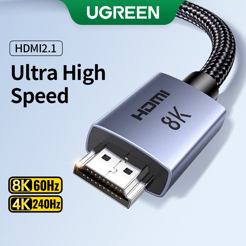 Ugreen สาย HDMI 2.1 8K60Hz 4K240Hz รองรับ HDR 3D สายถักไนลอนเข้ากันได้กับแล็ปท็อป/พีซี/ทีวี ...
