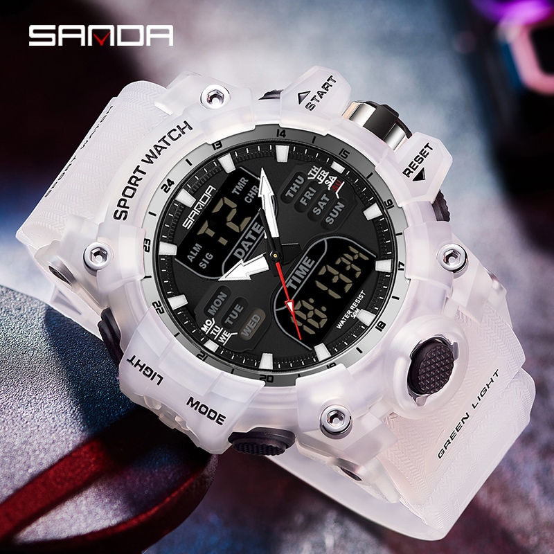 นาฬิกาข้อมือดิจิทัลควอตซ์ กันน้ํา 50 เมตร สไตล์ทหาร แบรนด์หรู สําหรับผู้ชาย SANDA 6126 -8 ...