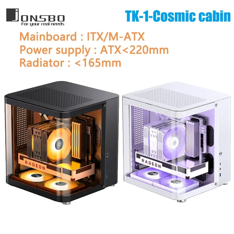 Jonsbo TK-1 M-ATX/ITX แหวนกระจกนิรภัยใส รองรับสูงสุด 160 มม. และ 240 มม. สําหรับเคสคอมพิวเตอร์ ...