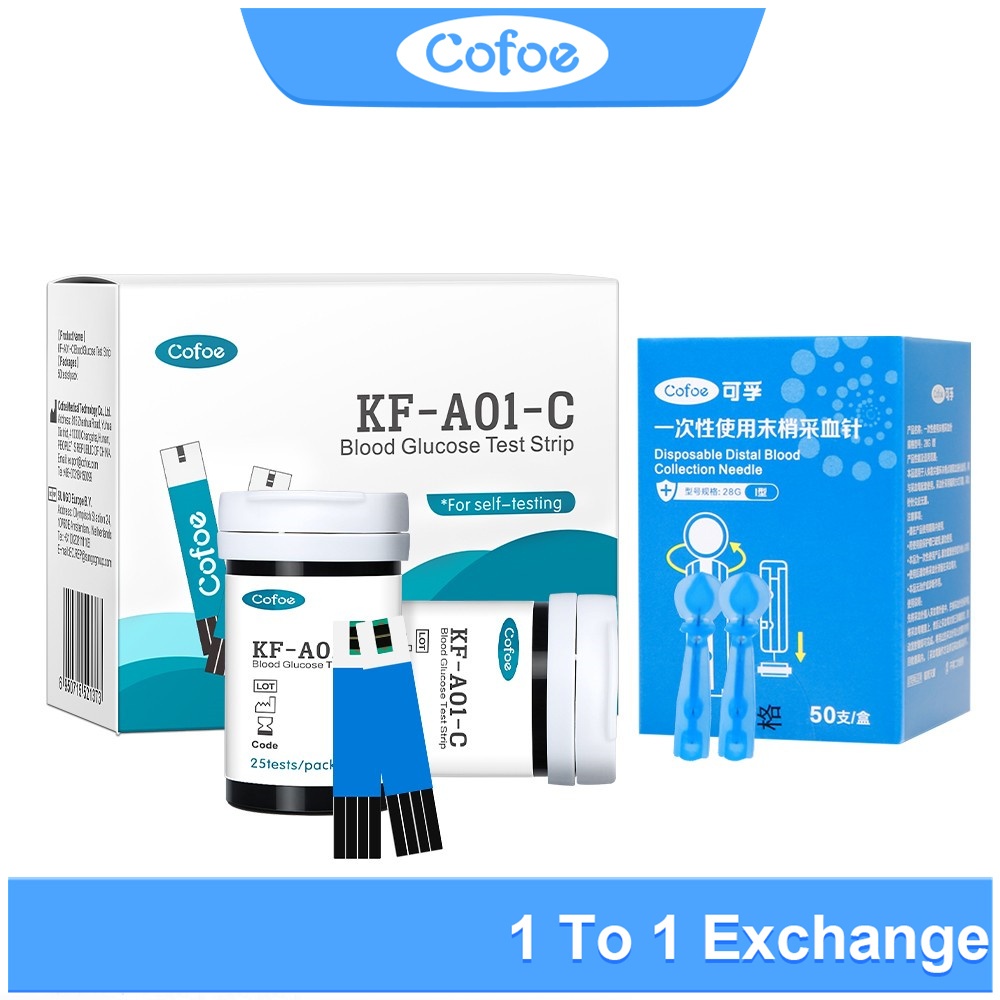 Cofoe KF-A01-C แถบทดสอบน้ําตาลในเลือด เหมาะสําหรับ Cofoe Yice Glucometer Diabetic Monitor พร้อม ...