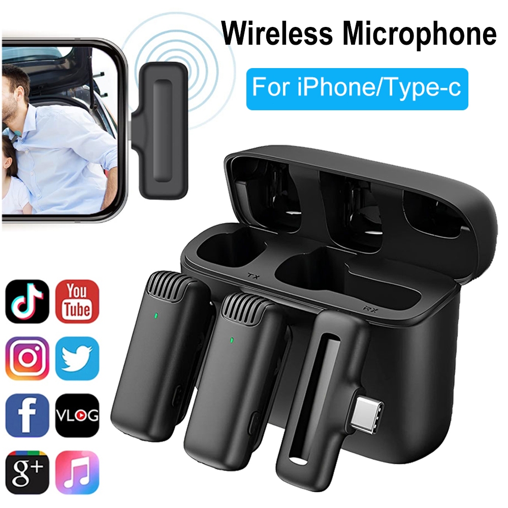 J11 J13 ไมค์ไร้สาย พร้อมเคสชาร์จ Wireless Microphone เสียบแล้วใช้งานได้เลย สําหรับบันทึกวิดีโอ ...