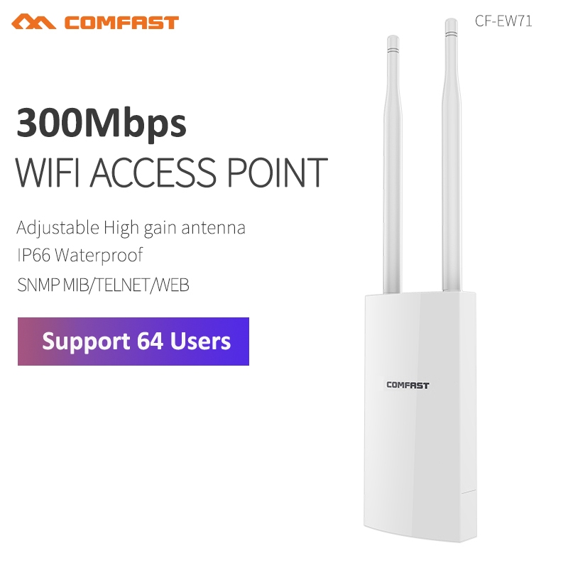 Comfast เสาอากาศ Wi-fi AP 300Mbps พลังงานสูง 2.4G 500mW 2*5dbi CF-EW71 ...