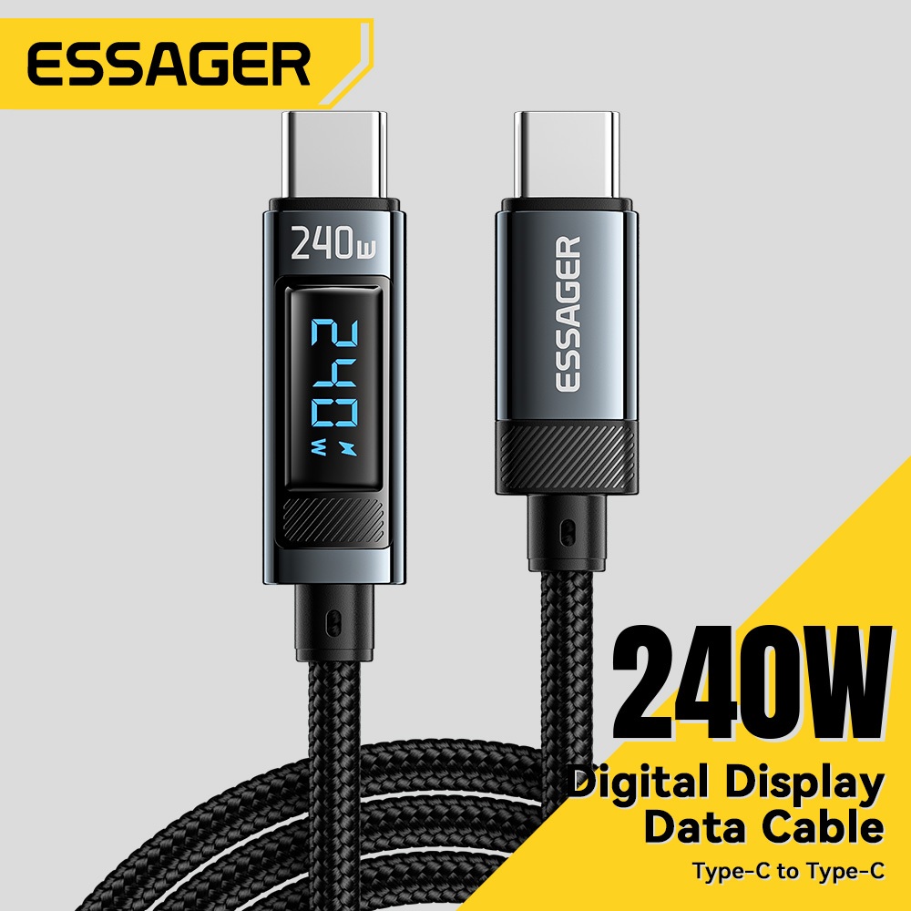 Essager H 240W 5A Type C To Type C สายเคเบิ้ลข้อมูล หน้าจอดิจิทัล PD3.1 | Shopee Thailand