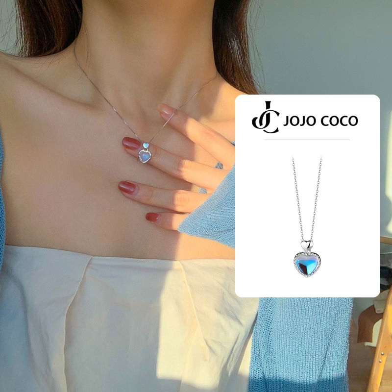 Jojo COCO สร้อยคอเงิน S925 จี้โอปอล หัวใจ เครื่องประดับแฟชั่น สไตล์เกาหลี | Shopee Thailand