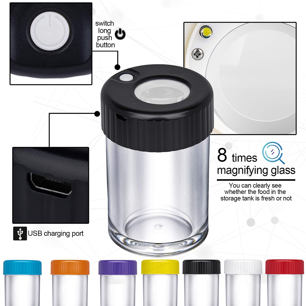ถังเก็บสมุนไพร 8x Light up Air Tight Storage Led Jar กระปุกซีลใส มีไฟ ...