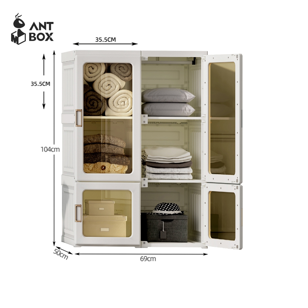 ANTBOX [พร้อมส่ง!!] ตู้เสื้อผ้า 6-15 ช่อง ติดตั้งง่าย ประตูใสโปร่งแสง ...