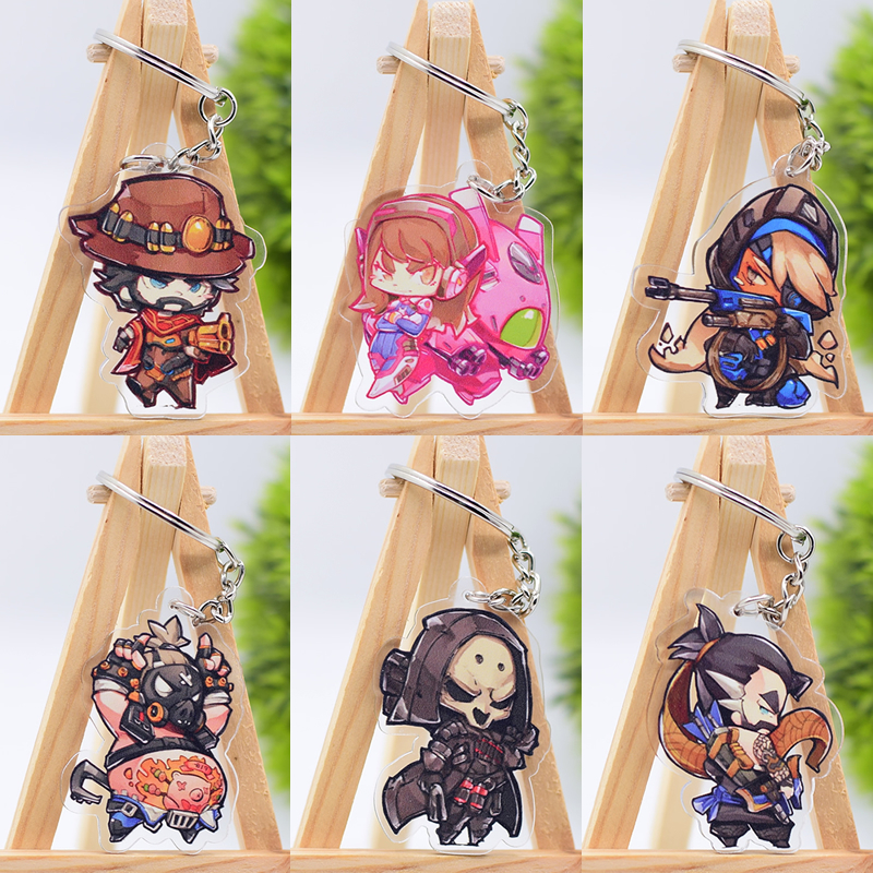 พวงกุญแจอะคริลิค จี้การ์ตูนอนิเมะ Overwatch Genji Cole Cassidy Shimada