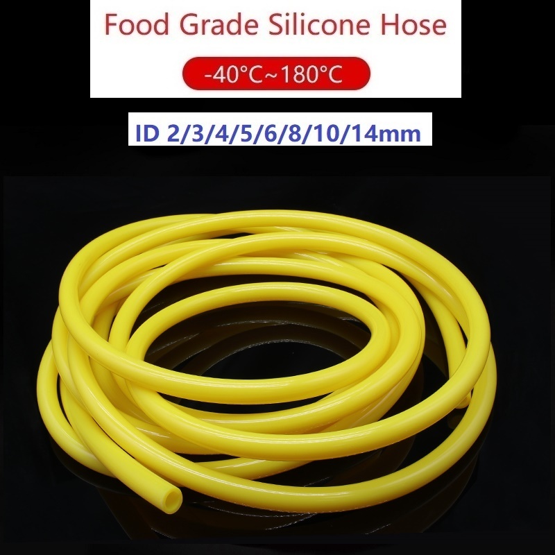1M Food Grade Yellow Silicone Tube ID 2 3 4 5 6 8 10 14mm Rubber Hose ...