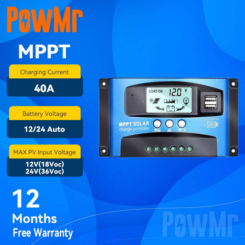 Powmr MPPT 40A Solar Charge Controller 2V 24V อัตโนมัติพลังงานแสง ...