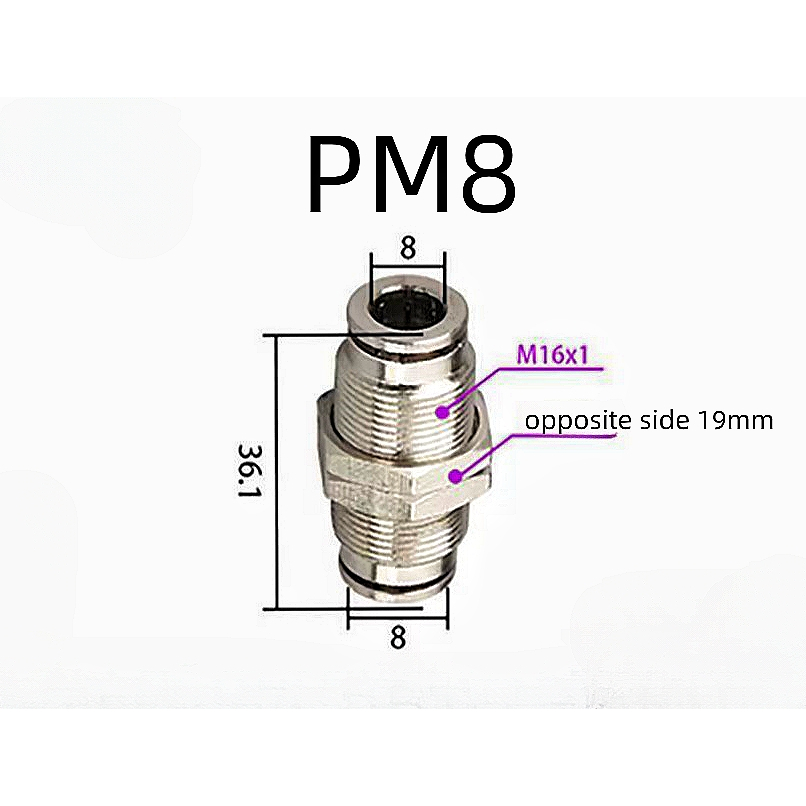 ข้อต่อนิกเกิล ชุบทองแดง PM PM4 6 8 10 12 14 16 มม. 1 ชิ้น | Shopee Thailand