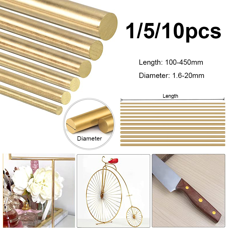 1.6 - 14mm Diameter Brass Round Bar Rod For DIY Knife Handle Material ...