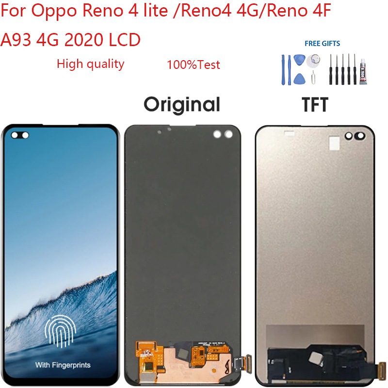อะไหล่หน้าจอสัมผัสดิจิทัล LCD แบบเปลี่ยน สําหรับ Oppo Reno 4 lite Reno4 4G Reno 4F A93 4G 2020 ...