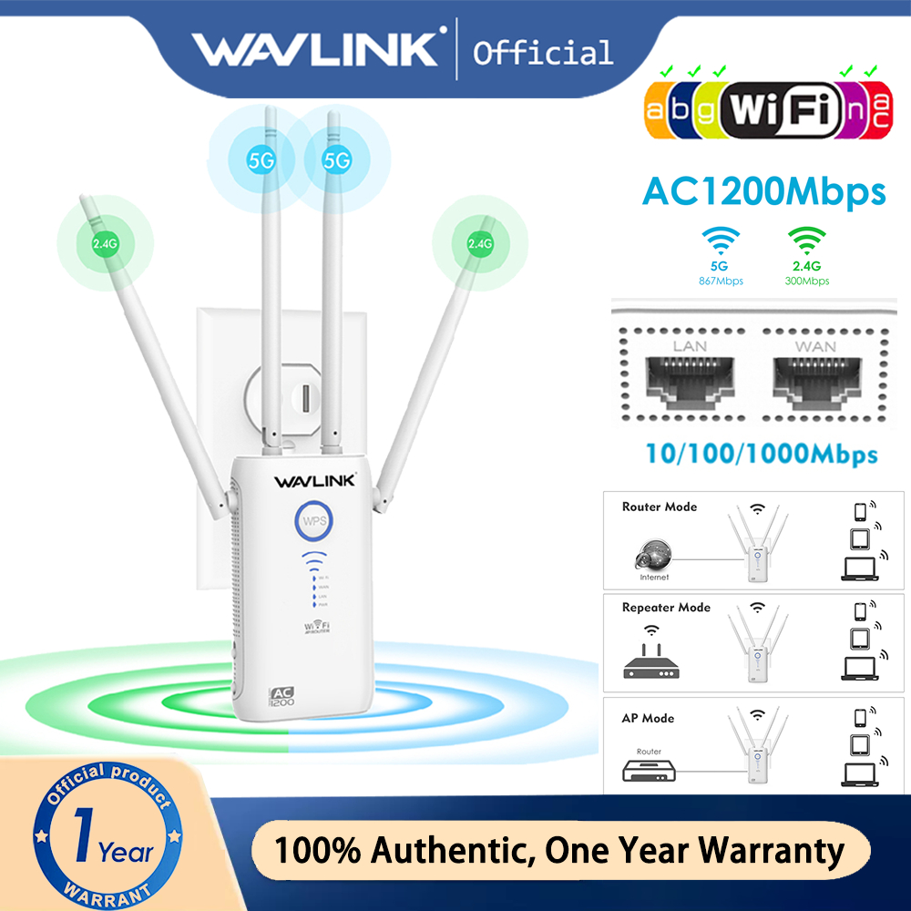 Wavlink AC1200 อุปกรณ์ขยายสัญญาณ WIFI พลังงานสูง AP Repeater เราเตอร์โ ...