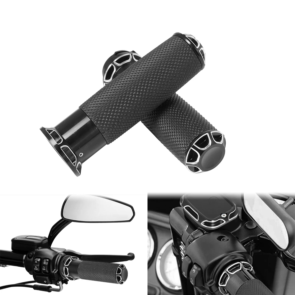 1 "25 มม. Motorcyle Handle CNC Handlebar Hand Grips สําหรับ Harley ...