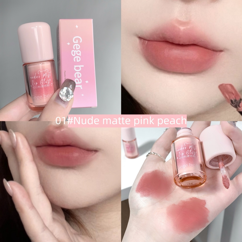 Gege BEAR ลิปโคลน เคลือบริมฝีปาก กํามะหยี่ นุ่ม หมอก ฟองน้ํา เคลือบสี เรนเดอร์ ไม่ติดถ้วย ...