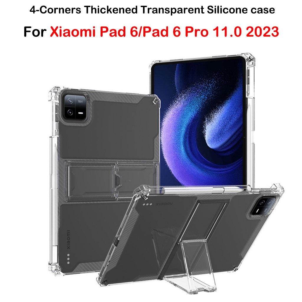 ซิลิโคนใส 4 มุมหนาสําหรับ Xiaomi Pad 6 Pad 6 Pro 11.0 เข็มขัดกันกระแทกฝาครอบช่องเสียบปากกา ...