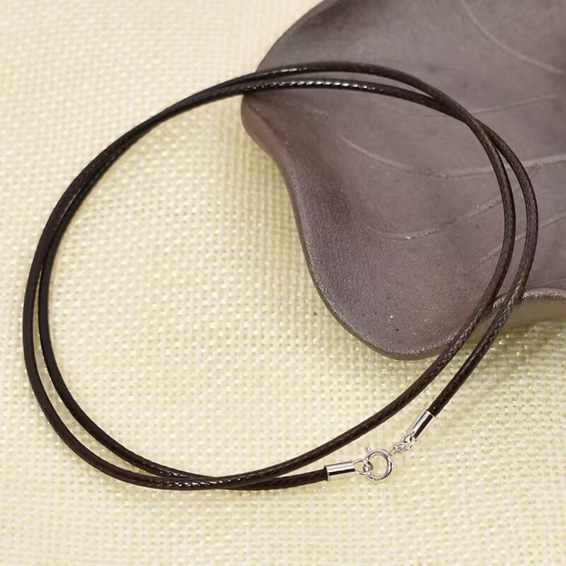 จี้สร้อยคอเชือกหนัง เงินแท้ S925 ยาว 45 ซม. กันน้ํา สีดํา สําหรับผู้ชาย และผู้หญิง DIY | Shopee ...