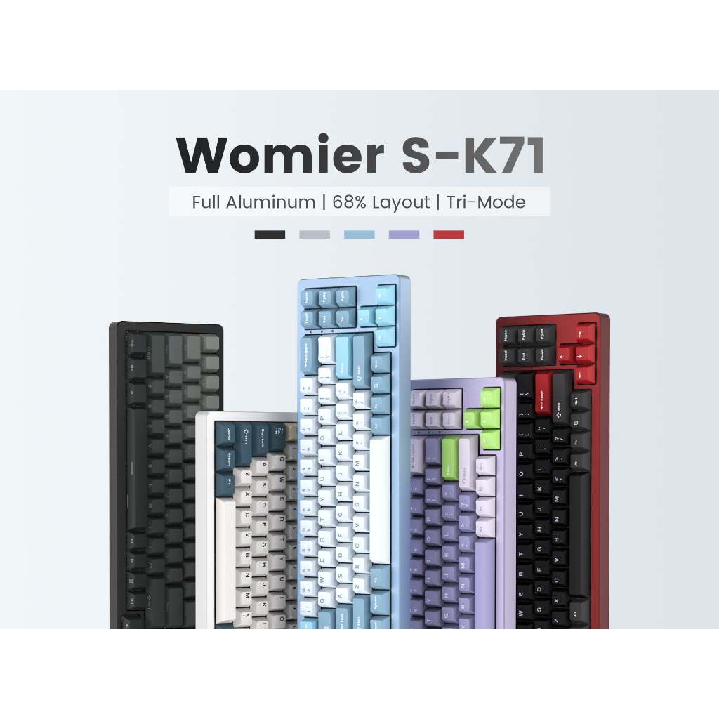 Womier S-K71 คีย์บอร์ดเกมมิ่งไร้สาย อะลูมิเนียม 68% บลูทูธ 5.0 2.4G USB-C 82 คีย์ | Shopee Thailand