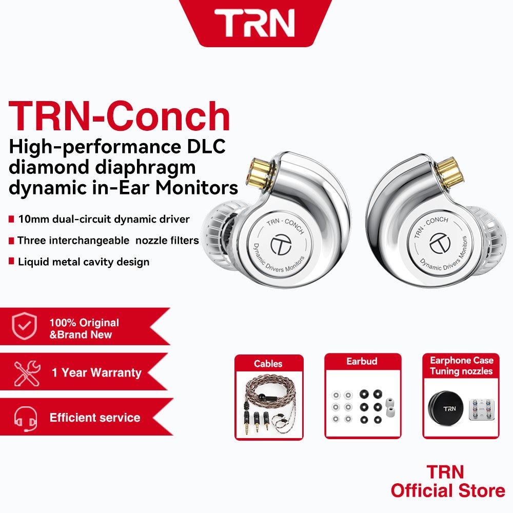หูฟัง TRN Conch หูฟัง IEM HIFI ไดนามิก พร้อมไมโครโฟน หูฟังมีสาย 3.5mm 2 ...