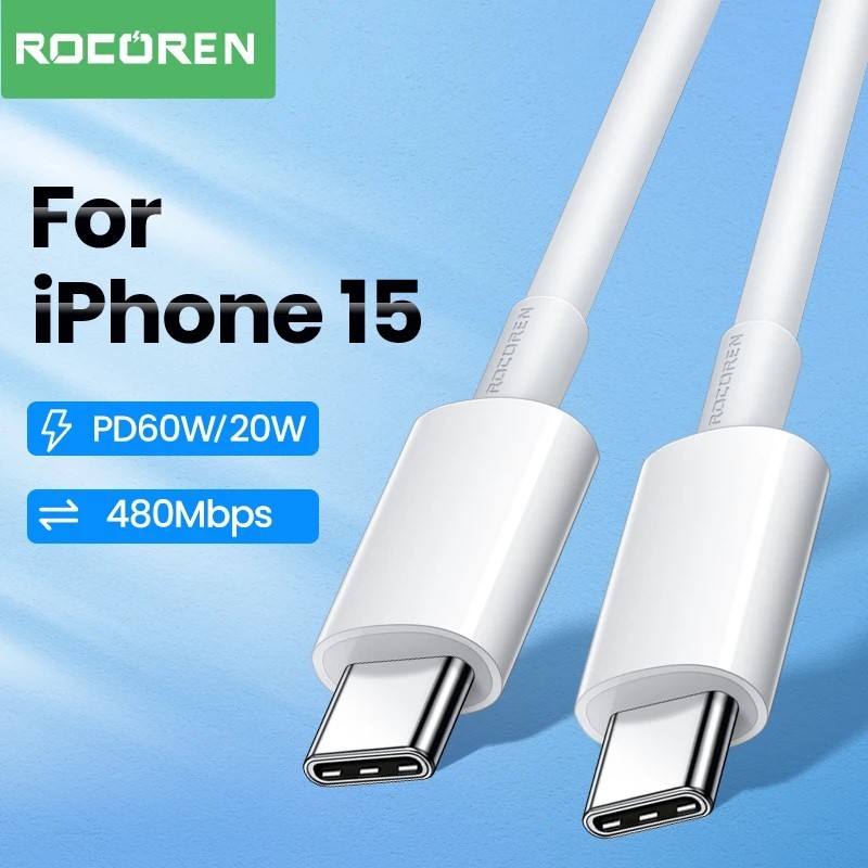 Rocoren PD 20W สายเคเบิล USB Type C สําหรับ iPhone 15 Pro Max USB-C ...