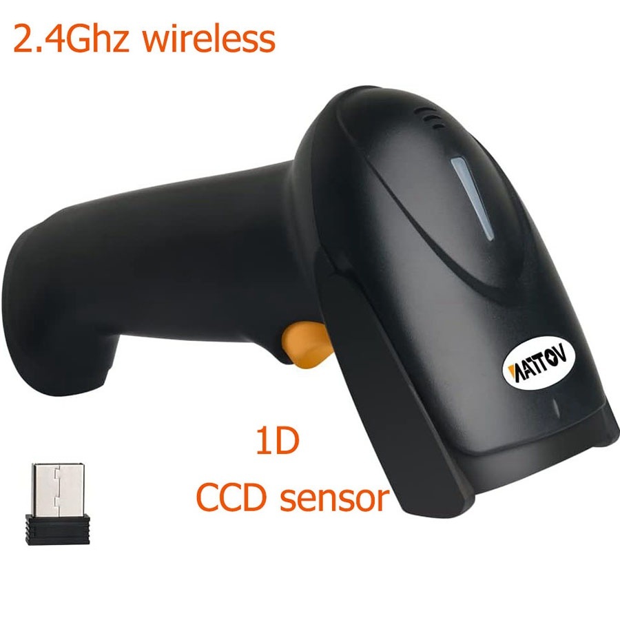 เครื่องสแกนบาร์โค้ดไร้สาย 1D CCD เซนเซอร์ หน้าจอ LCD 2.4G barcode ...