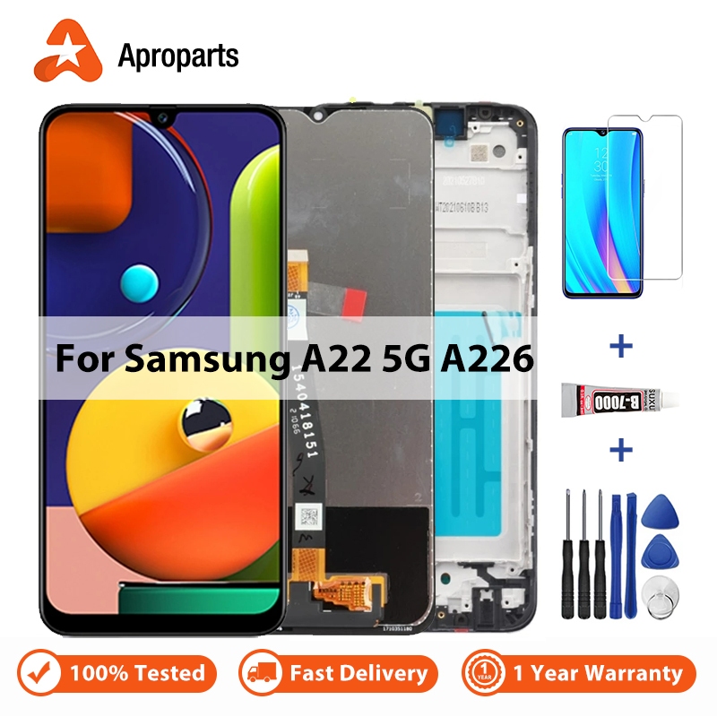 อะไหล่หน้าจอสัมผัส LCD แบบเปลี่ยน สําหรับ Samsung Galaxy A22 5G A226 SM ...