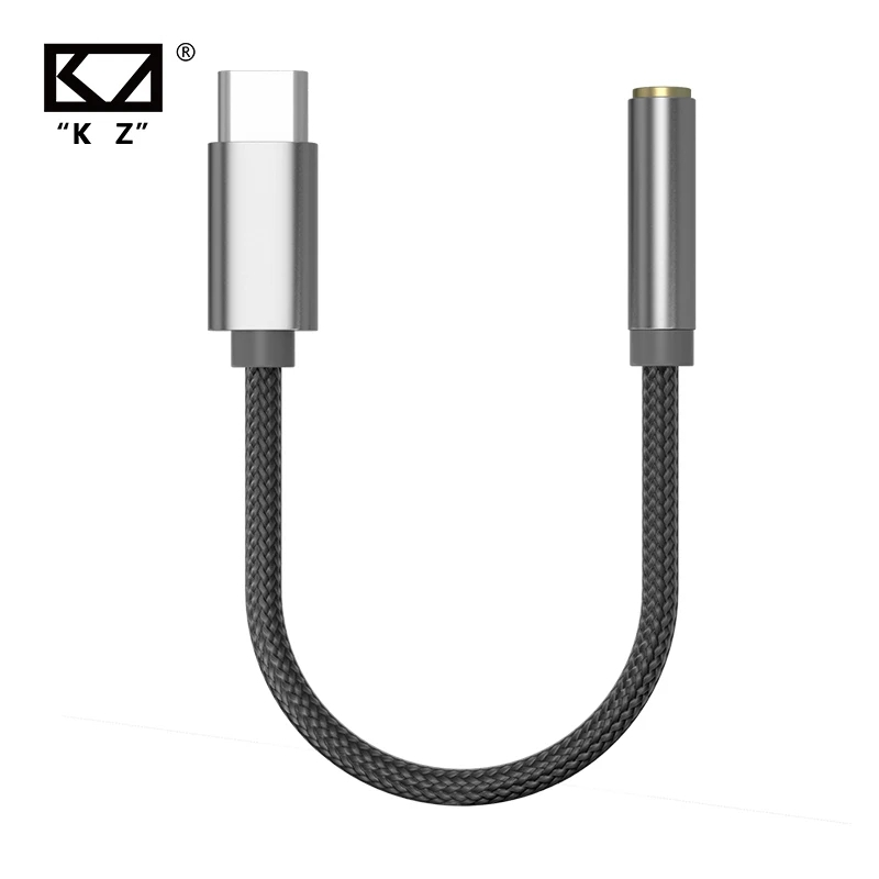 KZ AM01 Type-C to 3.5mm Audio Adapter 32bit/384kHz Hi-Fi DAC + IC Amplifier Dual Chip Earphone ...