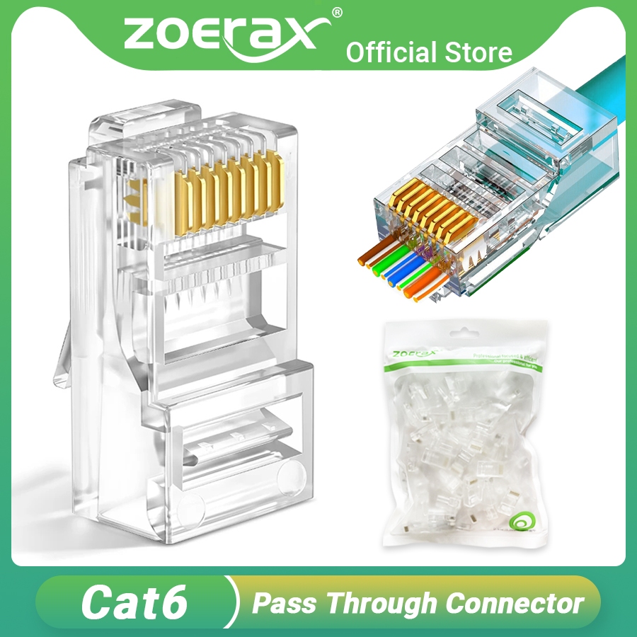 Zoerax CAT6a Cat6 CAT5e RJ45 ปลั๊กโมดูลาร์เชื่อมต่อเครือข่ายอีเธอร์เน็ต ชุบทอง 8P8C 30μ สําหรับ ...