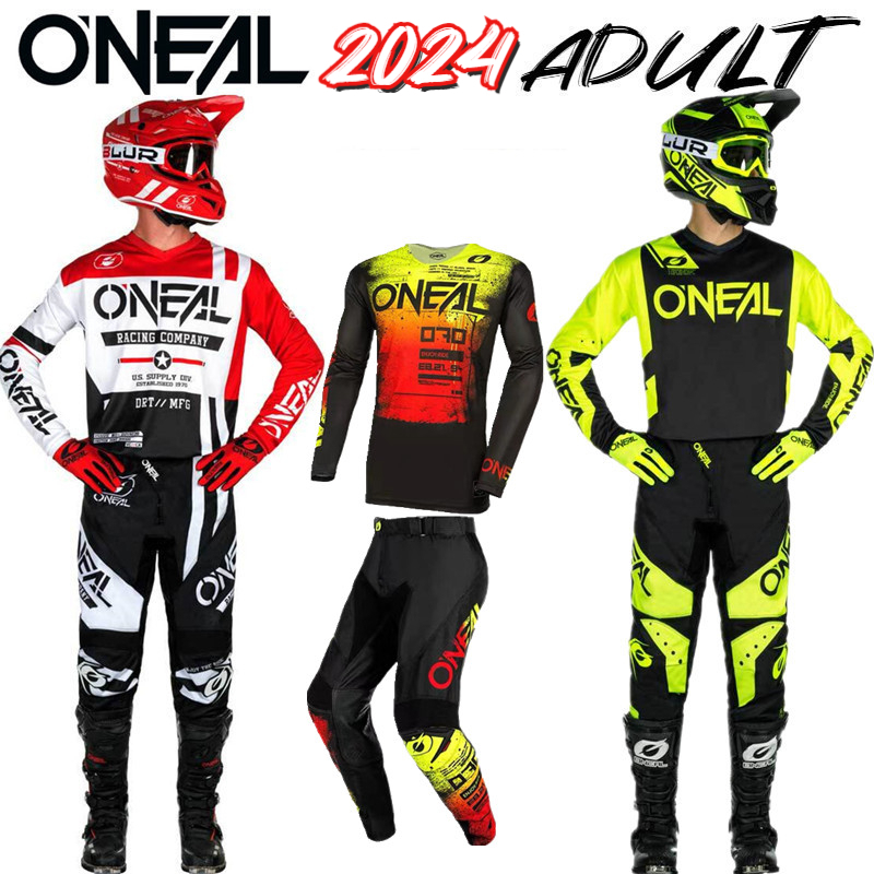 Oneal 2024 ELEMENT RACEWEAR BLACK/RED/NEON YELLOW GEAR COMBO Motocross ...