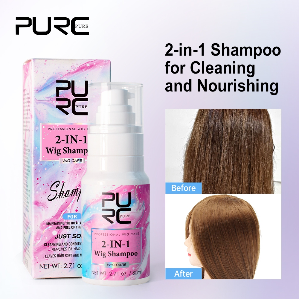 Purc 2-in-1 แชมพู ทําความสะอาดและปรับสภาพวิกผม อย่างมืออาชีพ ขจัดคราบน้ํามันและคราบน้ํามัน ...