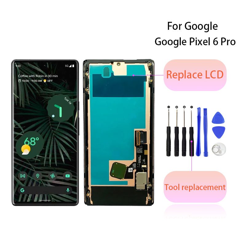 OLED Pixel 6 Pro หน้าจอลายนิ้วมือสําหรับ Google Pixel 6 Pro GLUOG, G8VOU จอแสดงผล Touch ...