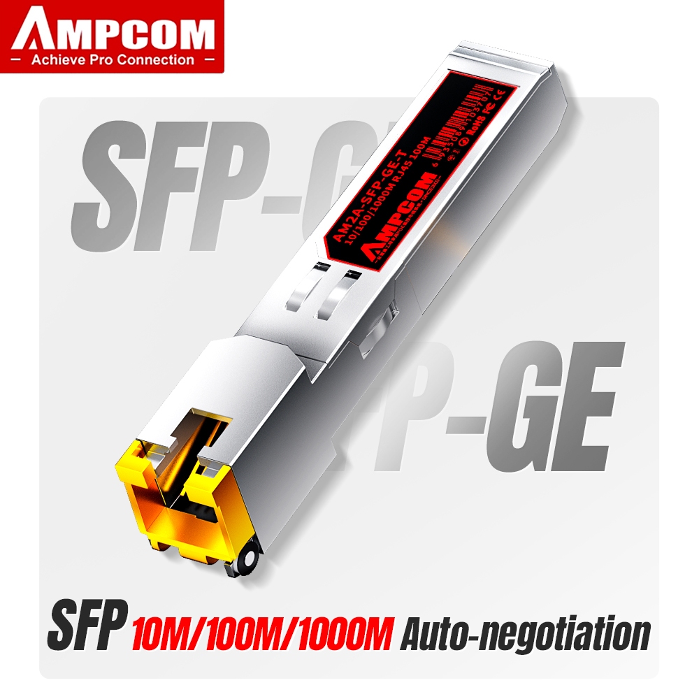 AMPCOM ตัวรับส่งสัญญาณโมดูลไฟเบอร์ออปติคอล 1.25G และ 10G RJ45 SFP RJ45 เป็น SFP+ CAT6 สําหรับ 1 ...