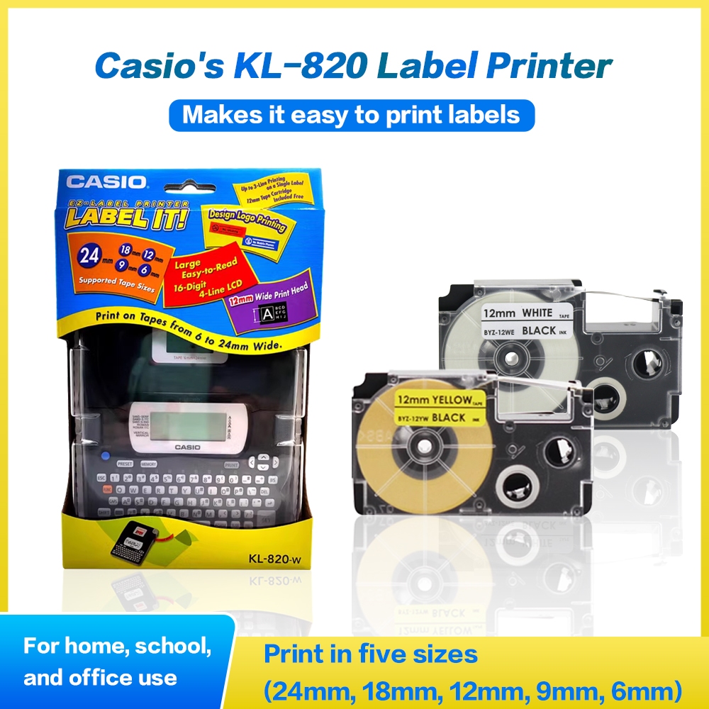 Casio เครื่องปริ้นท์ฉลาก อเนกประสงค์ KL-820 พร้อม XR-12WE | Shopee Thailand