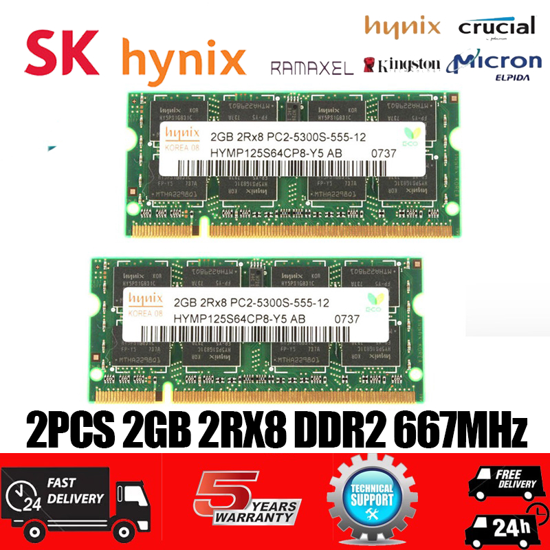 Hynix แรมหน่วยความจํา CPU แล็ปท็อป โน้ตบุ๊ก 2GB DDR2 667Mhz RAM 2Rx8 ...