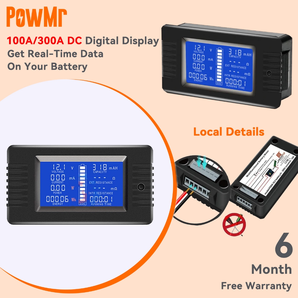 Pzem DC 100A/300A 0-200V 9-in-1 มัลติมิเตอร์ดิจิทัล LCD แบตเตอรี่ ...