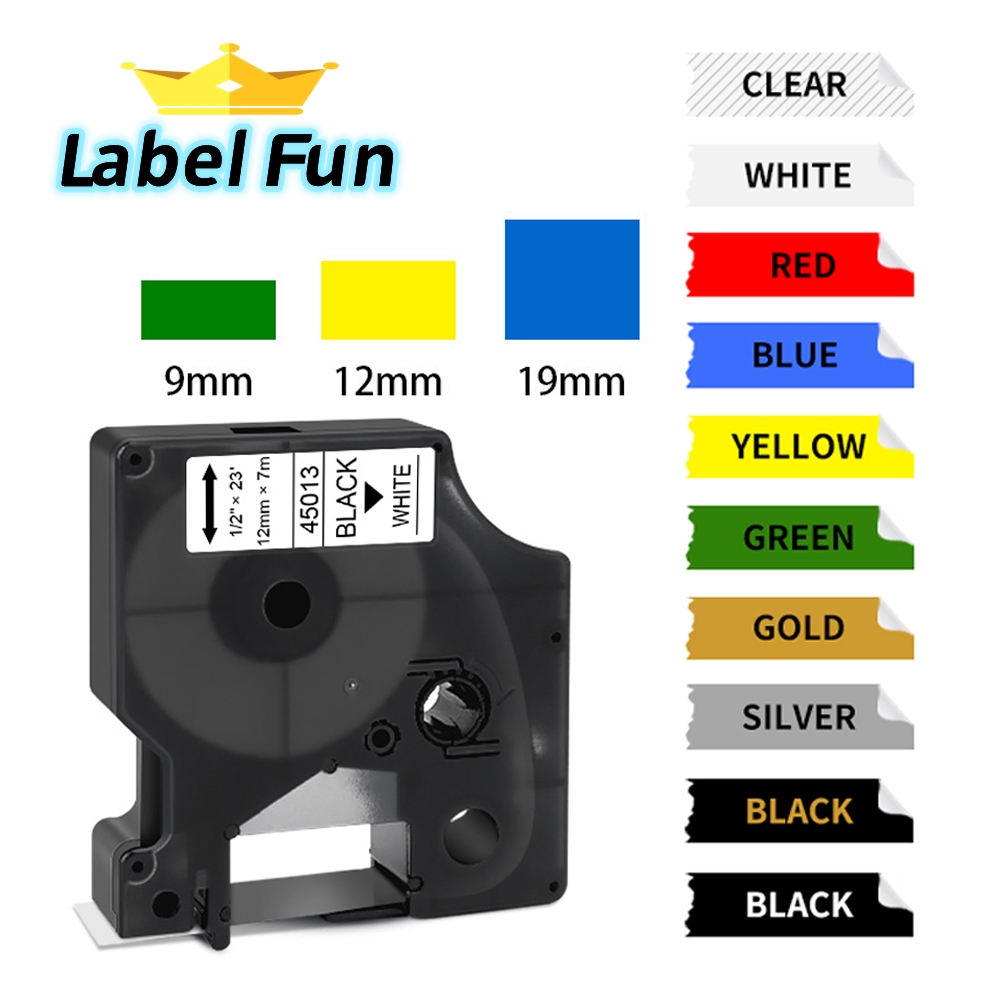 Compatible Dymo D1 DM1 Label Maker Tape 45013 40913 45803 Refill, ริบบิ้นเครื่องพิมพ์ฉลาก ...
