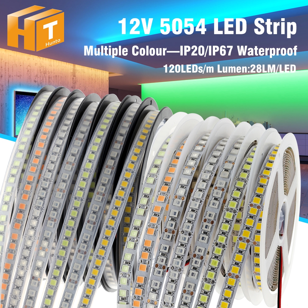 สายไฟ LED 5054 SMD DC12V 60 ดวง ยาว 5 ม. ยืดหยุ่น สีขาว สีวอร์มไวท์ ขาว น้ําเงิน เขียว แดง 5050 ...