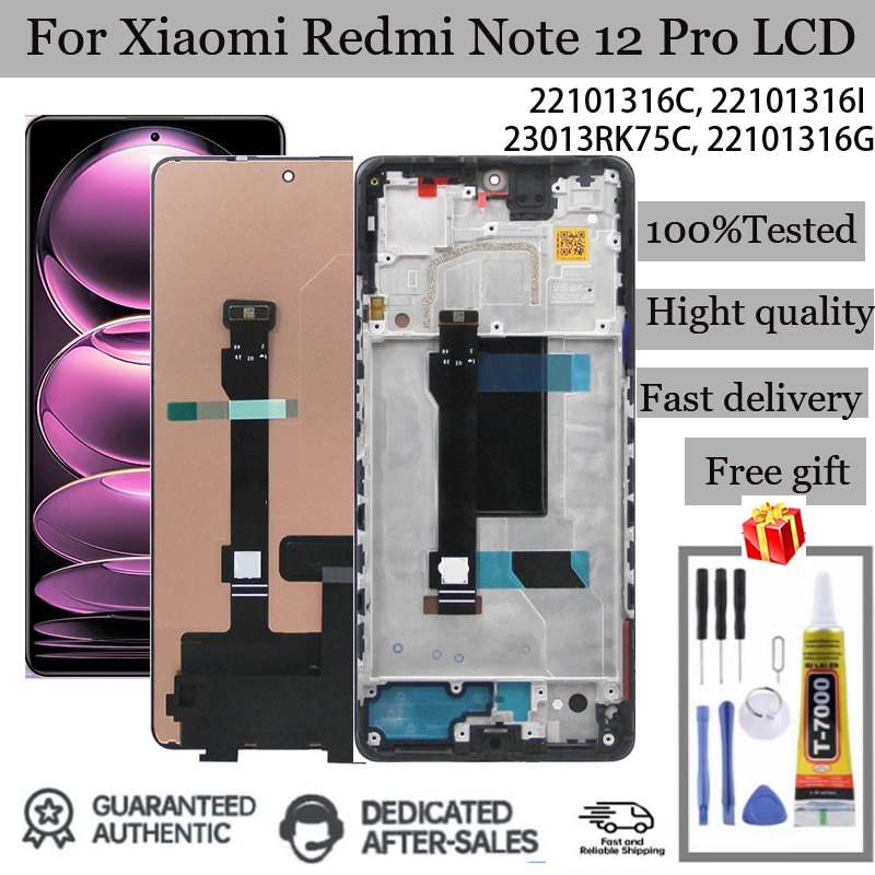 ของแท้ หน้าจอ LCD สําหรับ Xiaomi Redmi Note 12 Pro 5G 22101316แผงหน้าจอ ...