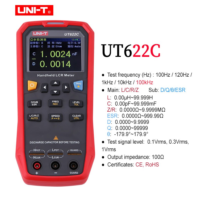 Uni-t UT622A UT622C UT622E เครื่องวัดตัวเก็บประจุดิจิตอล LCR ส่วนประกอบ ...