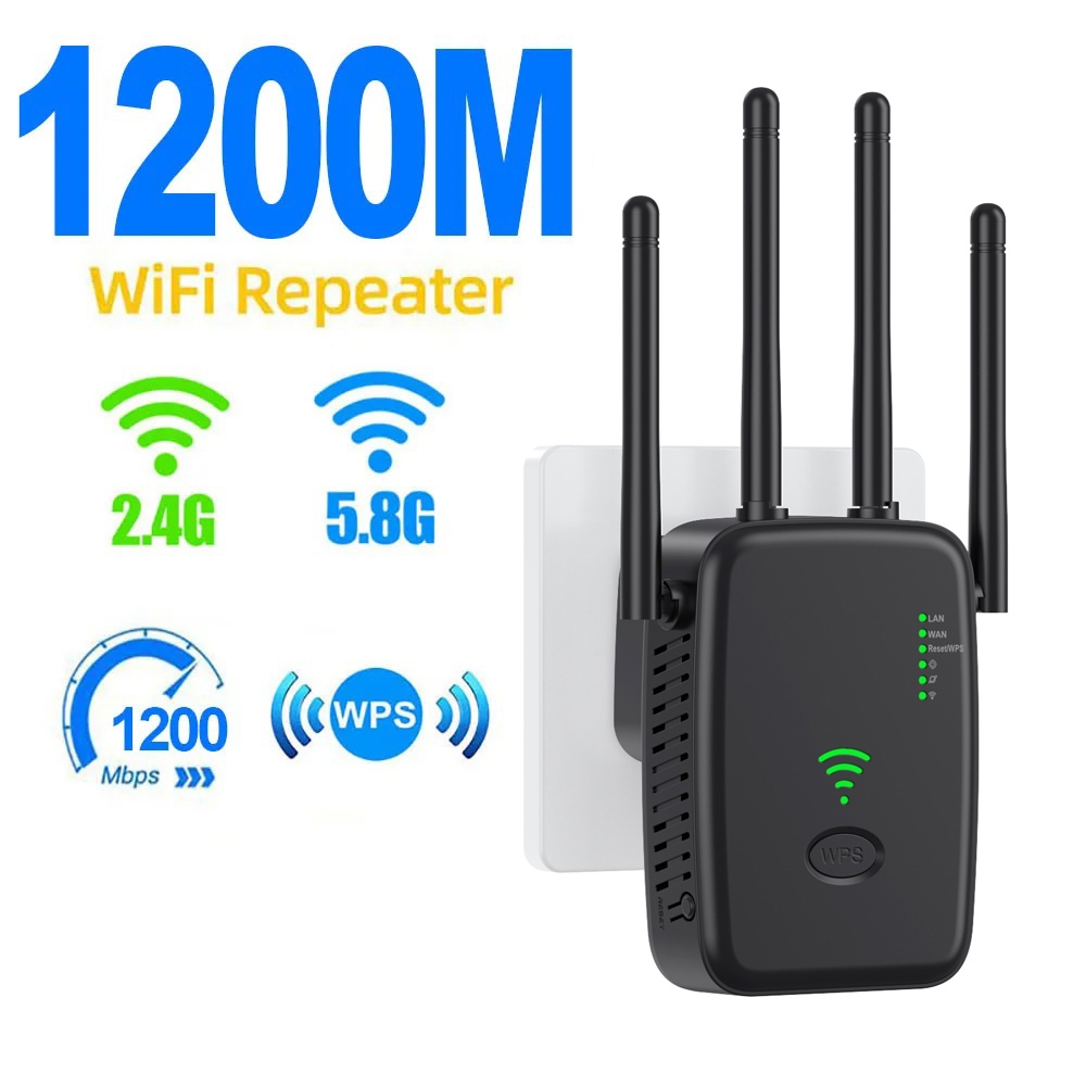 เครื่องทวนสัญญาณ WiFi ไร้สาย 1200Mbps Dual-Band 2.4G 5G WiFi Extender ...