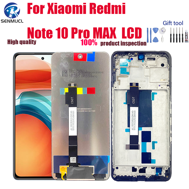 แผงหน้าจอสัมผัสดิจิทัล LCD พร้อมกรอบ สําหรับ Xiaomi Redmi note 10 Pro ...