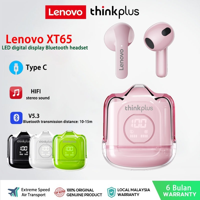 Lenovo XT65 หูฟังบลูทูธไร้สาย TWS พร้อมไมโครโฟน กันน้ํา สเตอริโอไฮไฟ ...