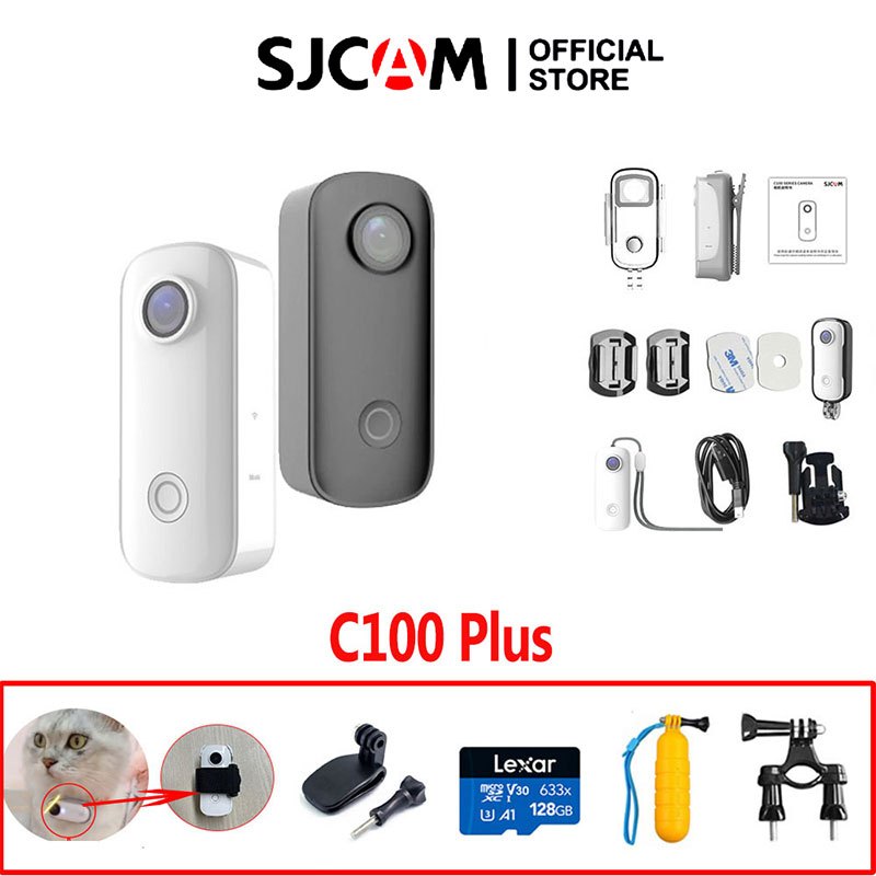 SJCAM C100+ 4K กล้องแอคชั่น ขนาดเล็ก C100 plus กันน้ํา สําหรับรถ ...