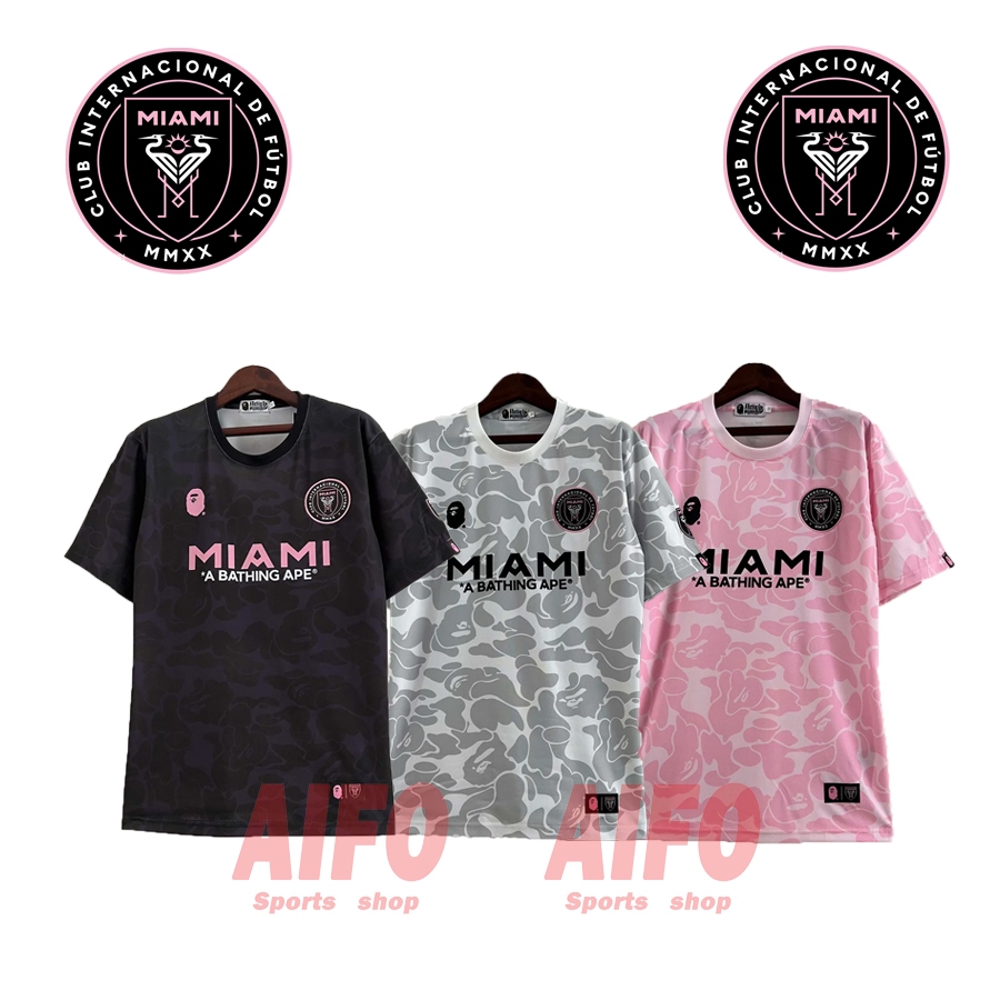 เสื้อกีฬาแขนสั้น ลาย BAPE X INTER MIAMI CF CAMO สีดํา | Shopee Thailand
