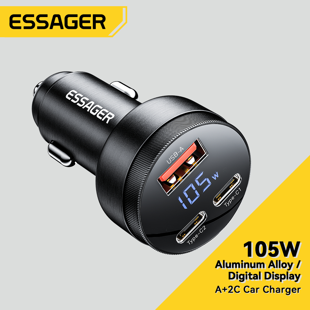 Essager 105W 2C + USB อลูมิเนียมอัลลอยด์ จอแสดงผลดิจิทัล ที่ชาร์จในรถ ...