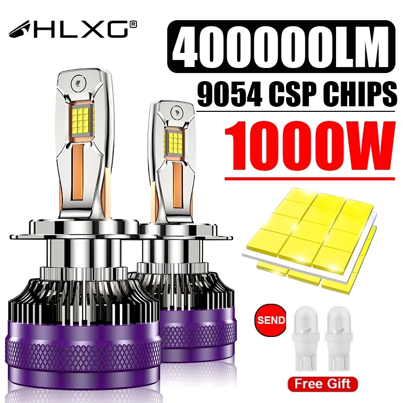 HLXG H7 LED หลอดไฟหน้ารถยนต์ Canbus 1000W 400000LM H4 LED H9 H11 HB3 9005 HB4 9006 H1 9012 Hir2 ...