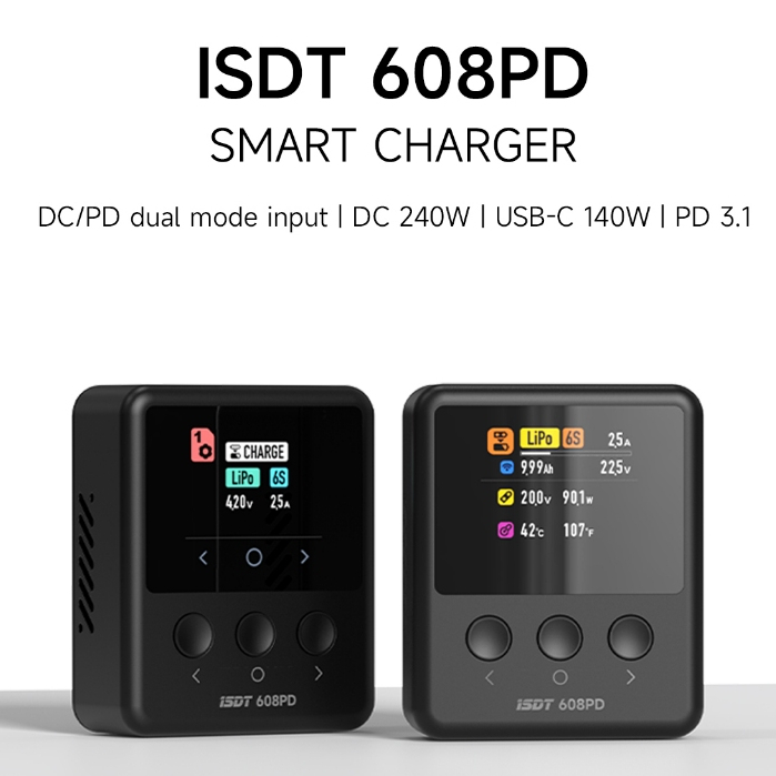 [ของแท้] ใหม่ ที่ชาร์จแบตเตอรี่ลิเธียม ISDT 608PD 6S 10A 240W DC PD 140W โหมดคู่ สําหรับโดรน ...