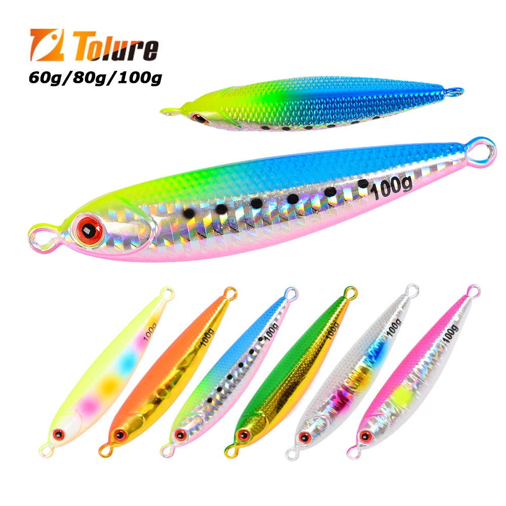 Tolure Jigging Lures 60g/80g/100g 1PC น้ําเค็มช้า Sinking โลหะ Jigs Rock Pike ตกปลา Lure เหยื่อ ...